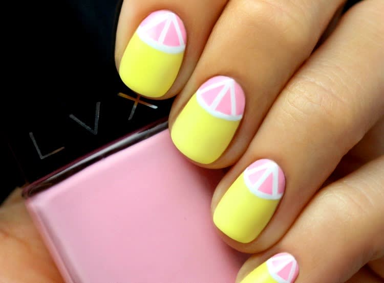 Mani Monday: Yellow and Pink Grapefruit Nail Tutorial - Lulus.com ...