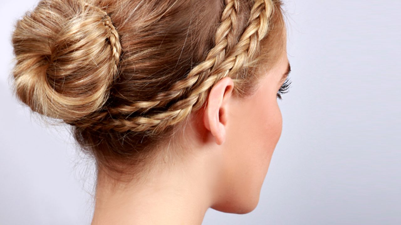 French Braid Messy Bun