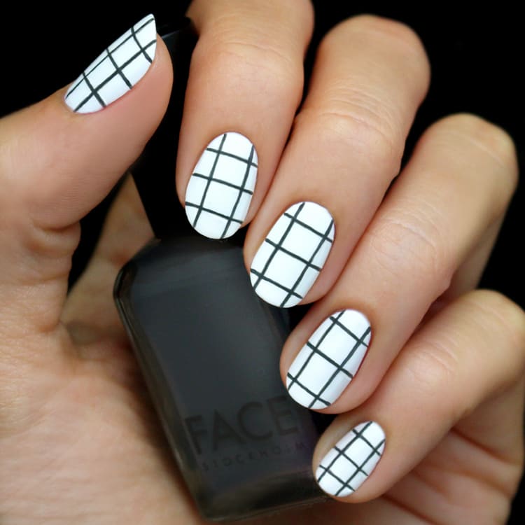 Mani Monday: Grey and White Grid Pattern Nail Tutorial - Lulus.com ...