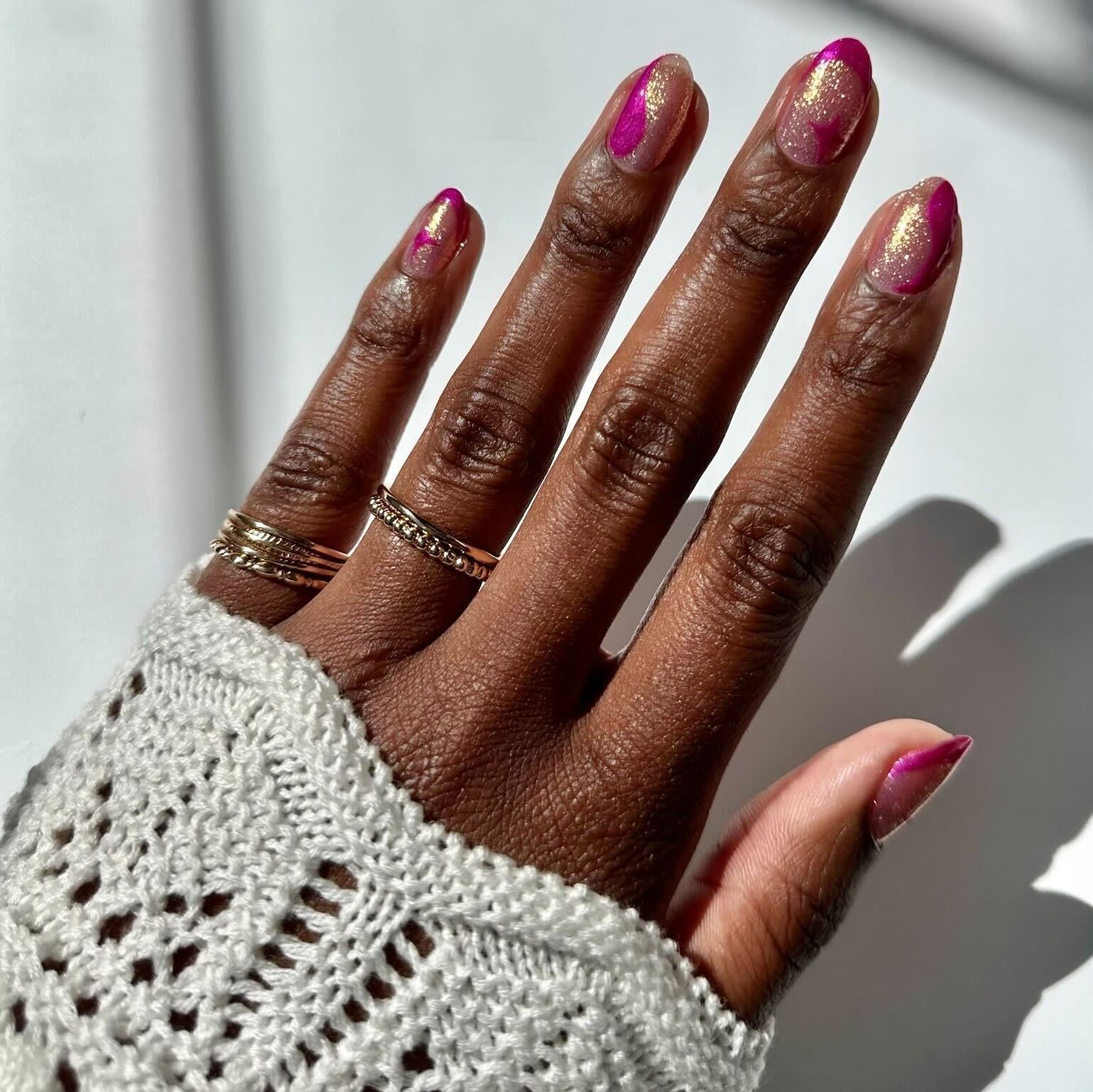 Metallic Magenta Nails With Starburst Designs - Lulus.com Fashion Blog