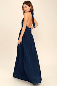 Lovely Navy Blue Dress - Maxi Dress - Halter Dress - $84.00