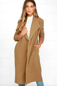 Chic Tan Coat - Felted Coat - Long Coat - $87.00