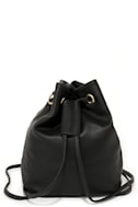 Cute Black Backpack - Drawstring Backpack - Black Bag - $35.00