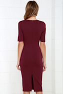 Burgundy Dress - Midi Dress - Bodycon Dress - $46.00