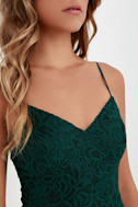 Sexy Dark Green Dress - Lace Dress - Bodycon Dress - $58.00