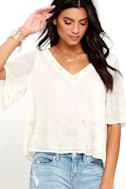 Stunning Ivory Top - Beaded Blouse - Beaded Top - $72.00