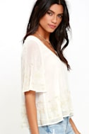 Stunning Ivory Top - Beaded Blouse - Beaded Top - $72.00