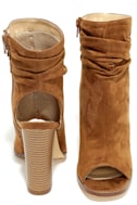 Chic Tan Booties - Peep-Toe Booties - Vegan Suede Booties - $40.00