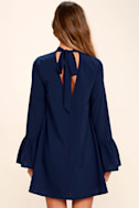 Chic Navy Blue Dress - Shift Dress - Bell Sleeve Dress - $54.00
