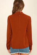 Chic Rust Orange Top - Long Sleeve Top - Mock Neck Top - $43.00