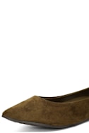Chic Olive Flats - Pointed Flats - Vegan Suede Flats - $18.00