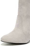 Chic Light Grey Booties - Vegan Suede Booties - Lucite Heels - $39.00