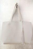 Classic Light Grey Tote - Vegan Leather Tote - $52.00