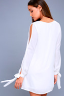 Chic White Dress - Shift Dress - Cold Shoulder Dress
