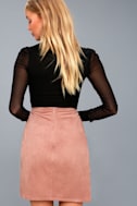 Chic Blush Pink Skirt - Vegan Suede Skirt - Wrap Mini Skirt
