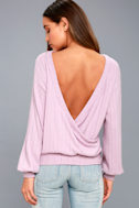 Cute Lavender Sweater Top - Backless Top - Ribbed Top
