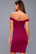 Sexy Magenta Dress - Off-the-Shoulder Dress - Bodycon Dress