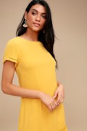 Lovely Yellow Dress - Shift Dress - Embroidered Dress