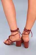 Chic Rust Red Heels - Lace-Up Heels - Vegan Suede Heels