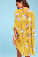 Cute Mustard Yellow Cover-Up - Kimono Top - Swim Cover-Up