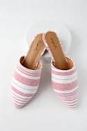 Cute Red and White Mules - Striped Mules - Slide-On Flats