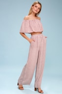 Mauve Striped Jumpsuit - Two-Piece Jumpsuit - Cute Jumpsuit