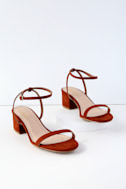 Chic Rust Heels - 90s Shoes - Vegan Heels - Suede Heels