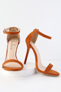 Cute Rust Heels - Single Strap Heels - Vegan Suede Heels