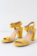 Cute Yellow Heels - Yellow High Heel Sandals - Peep-Toe Heels