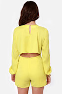 Cute Yellow Romper - Long Sleeve Romper - $58.00