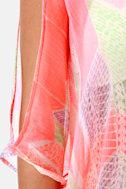 Bright Cover-Up - Sheer Cover-Up - Cover-Up Dress - Neon Coral Cover-Up ...