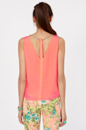 Awesome Neon Coral Top - Sleeveless Top - $39.00