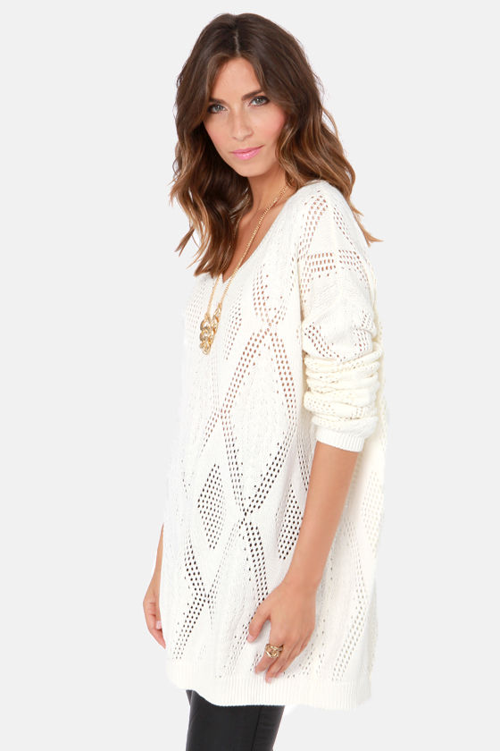 Mink Pink View Finder Sweater - Cream Sweater - Knit Sweater - $87.00