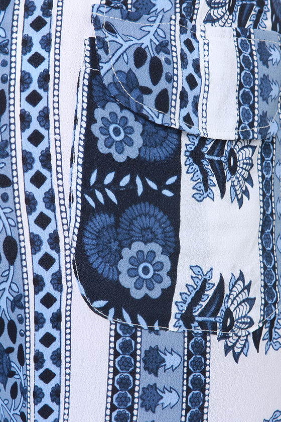 Lucy Love New Delhi Pants - Blue Print Pants - Drawstring Pants - $55.00