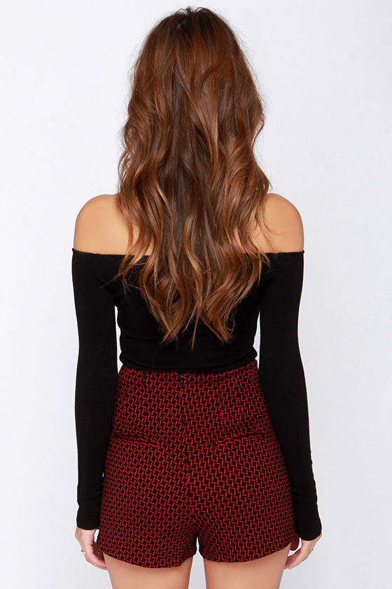 Cute Black and Red Shorts - High Waisted Shorts - Print Shorts - $41.00