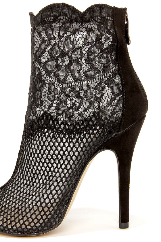 Sexy Black Booties - Mesh Booties - Lace Booties - $89.00