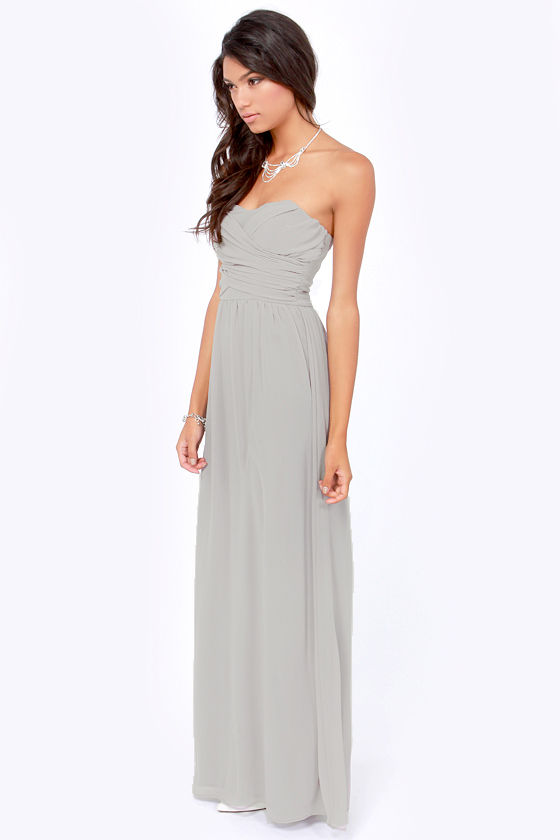 Lovely Light Grey Dress - Strapless Dress - Maxi Dress - $71.00