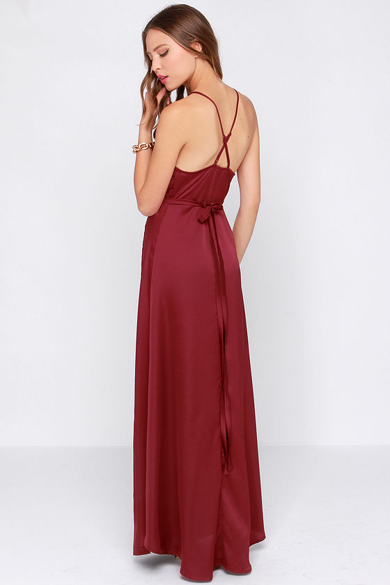 Sexy Wine Red Dress Wrap Dress Maxi Dress 49 00