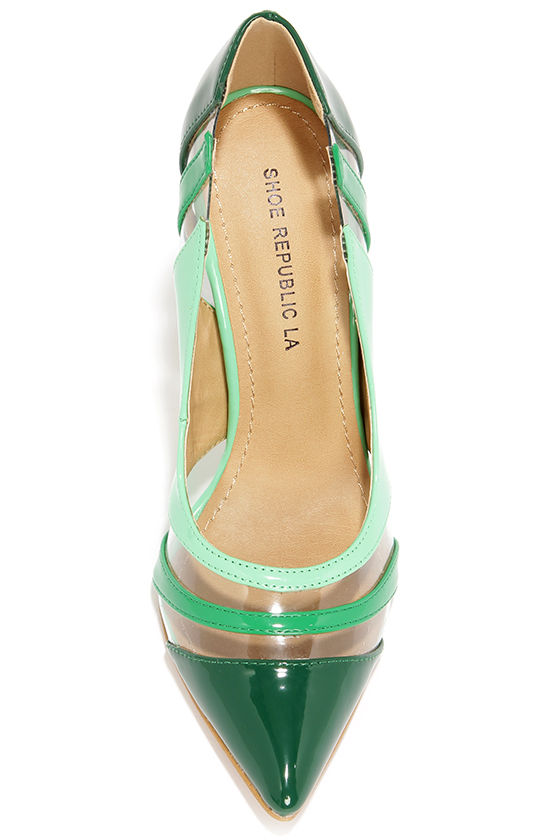 Sexy Green Pumps - Lucite Pumps - Pointed Pumps - $34.00