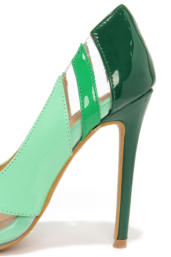 Sexy Green Pumps - Lucite Pumps - Pointed Pumps - $34.00