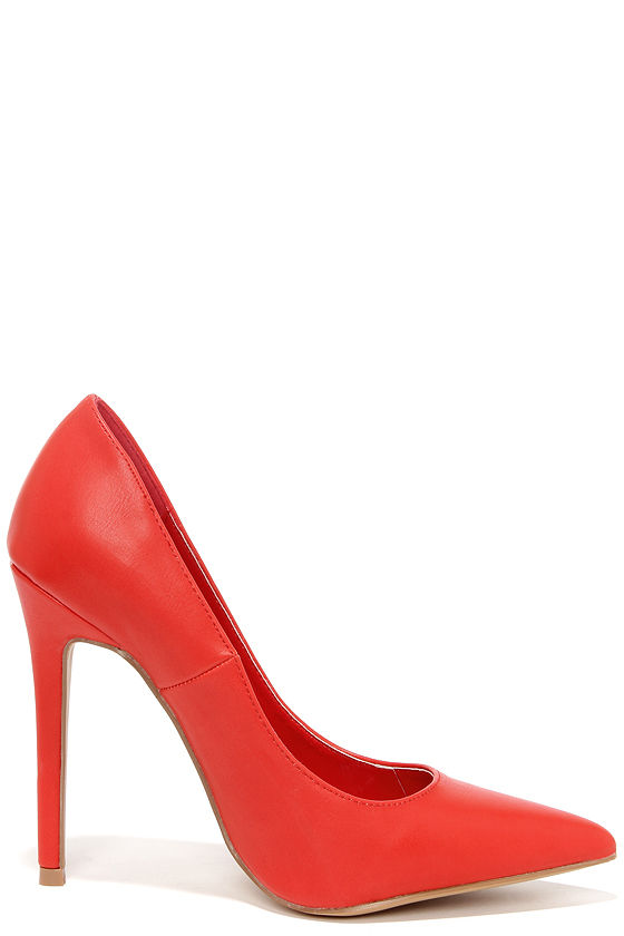 Pretty Red Pumps - Pointed Pumps - Red Heels - $34.00