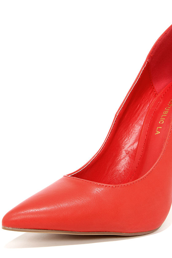 Pretty Red Pumps - Pointed Pumps - Red Heels - $34.00