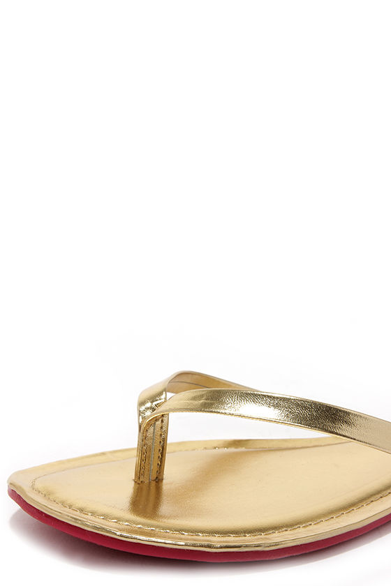 Cute Gold Flip Flops - Gold Thongs - Thong Sandals - $12.00
