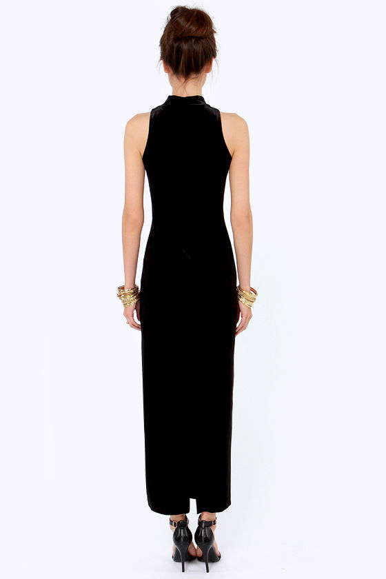 Mink Pink There She Goes Dress - Black Dress - Velvet Dress - Maxi ...