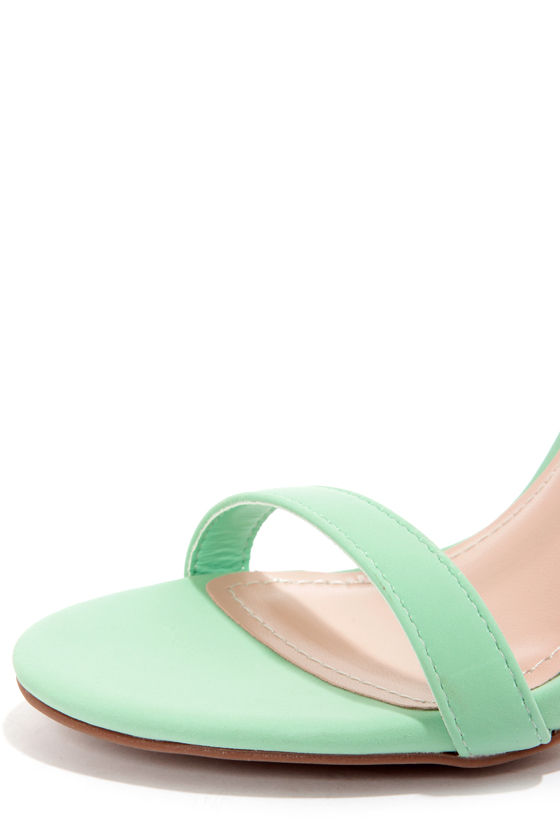 Cute Mint Green Shoes - Single Strap Heels - Ankle Strap Heels - $26.00