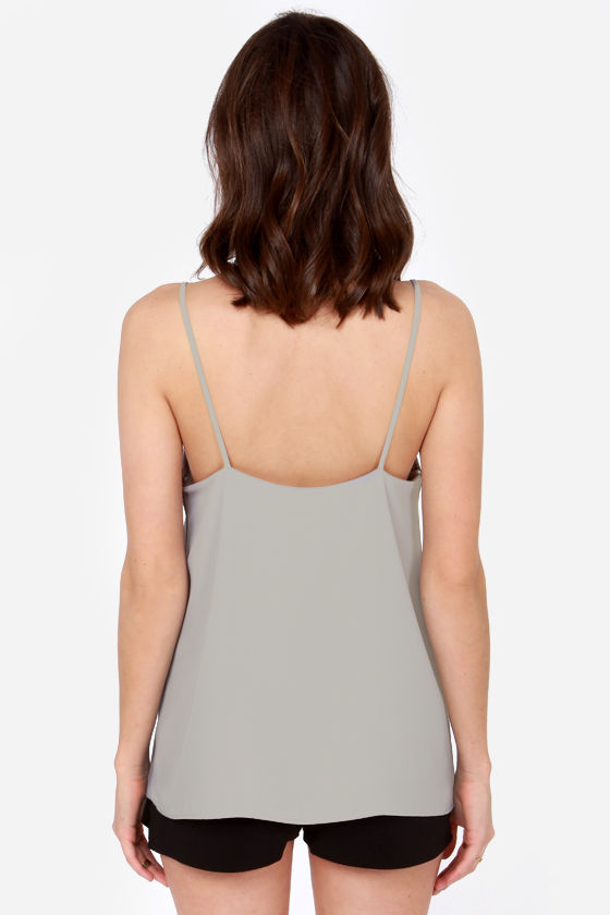 Cute Light Grey Top - Tank Top - Camisole - Lace Top - $37.00