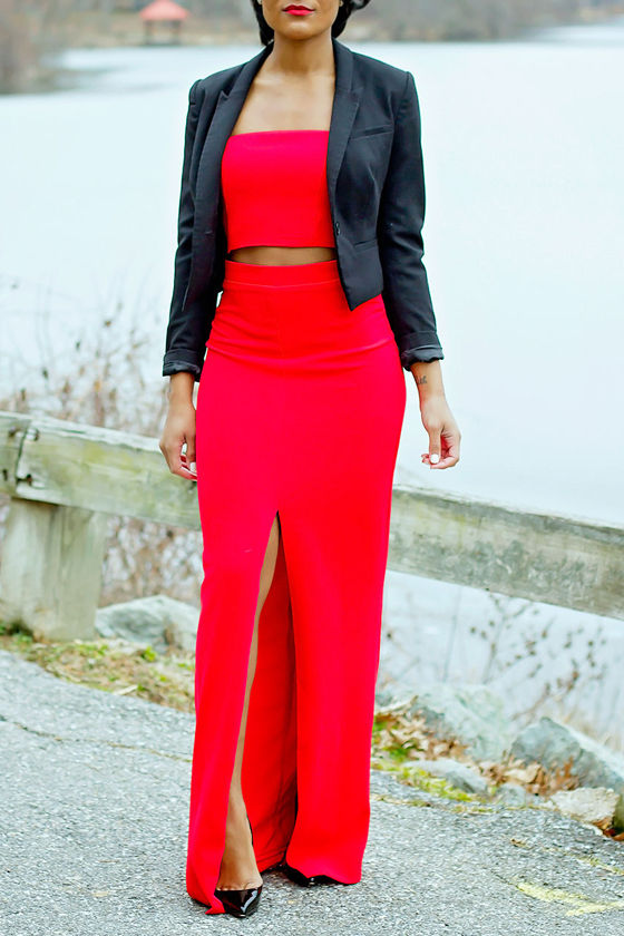 Chic Red Dress - Two-Piece Dress - Maxi Dress - $119.00