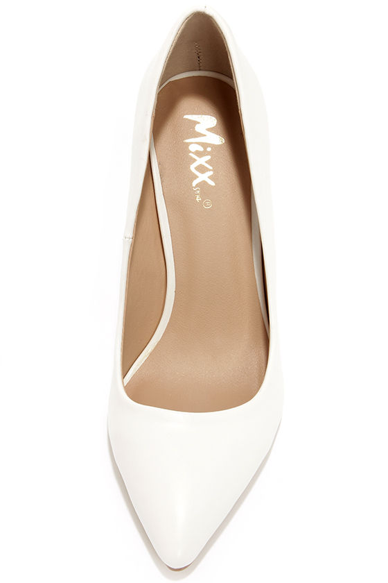 Pretty White Heels - Pointed Pumps - Ankle Strap Heels - $35.00
