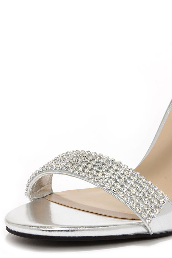 Lovely Silver Heels - Rhinestone Heels - Single Sole Heels - $32.00