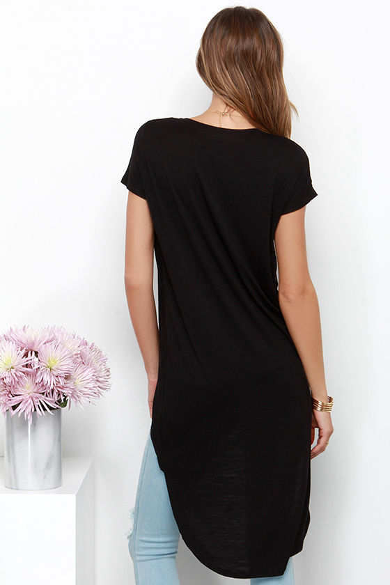 Chic Black Top - High-Low Top - Short Sleeve Top- $34.00